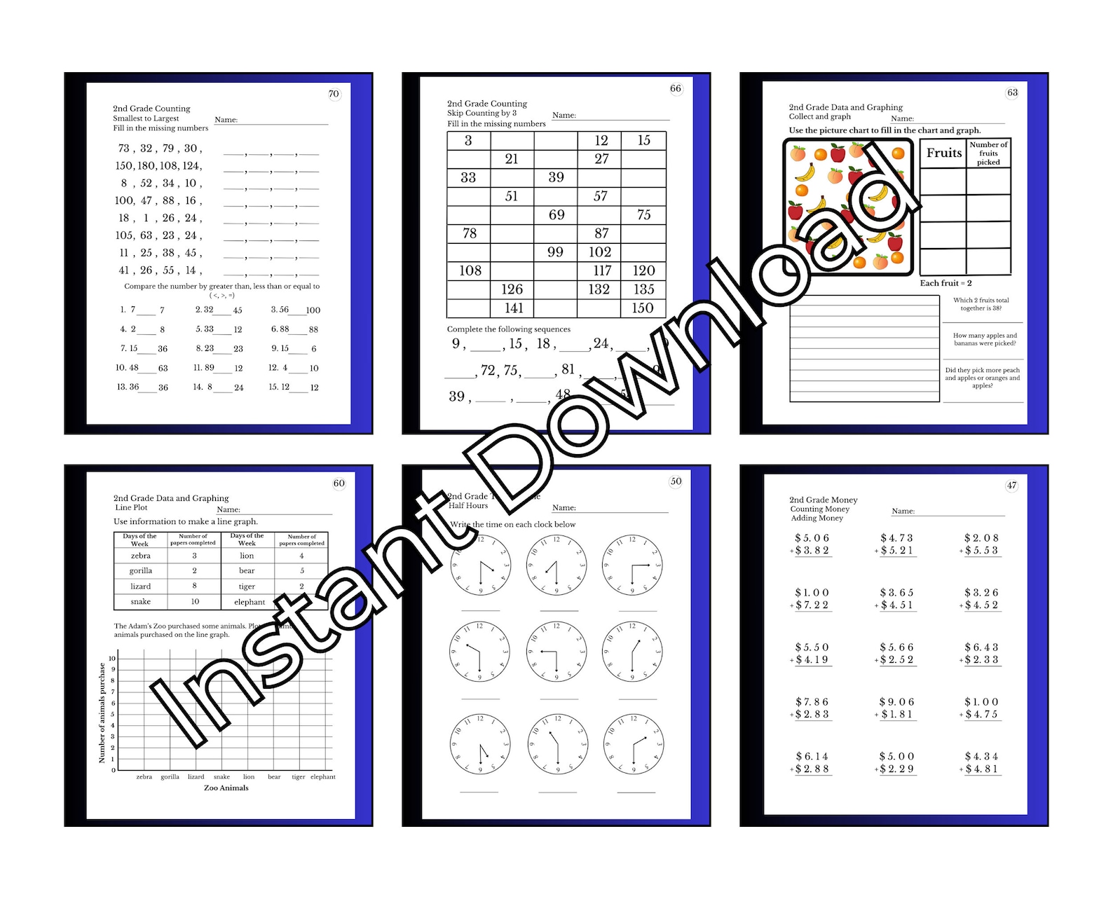 Printable Second Grade Math Worksheets, Addition, Subtraction, Math ...