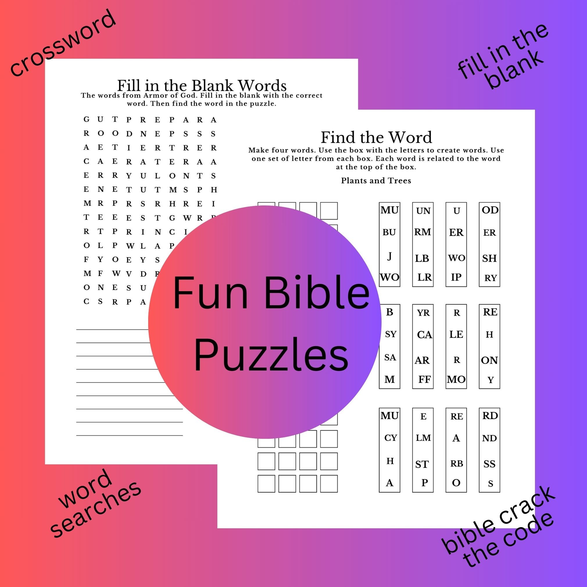 Bible Crossword Puzzle, Crossword Printable, Bible Fill in the Blank ...