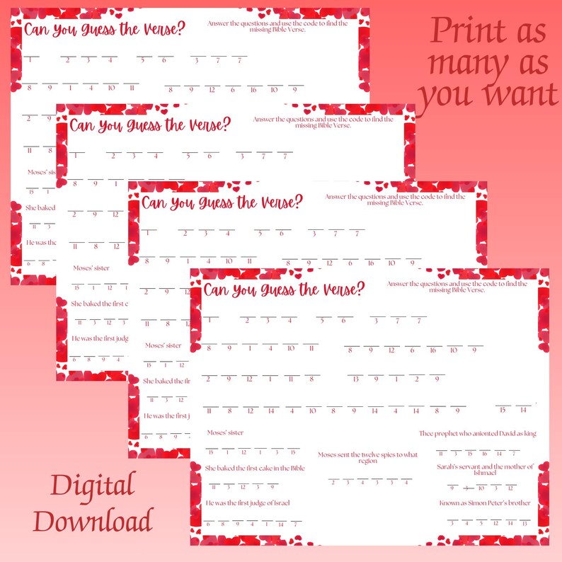 Valentine Bible Game: Christian Activity for Kids and Adults, PDF - Etsy