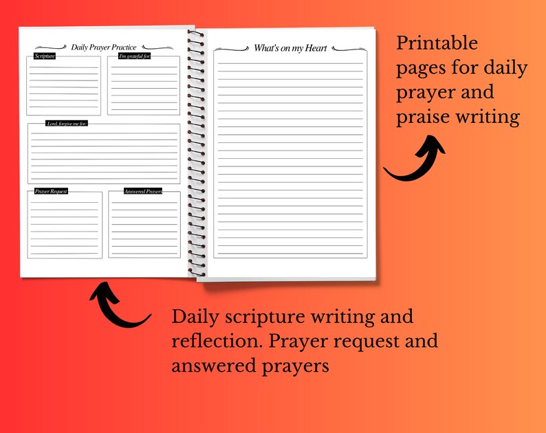 Daily Prayer Journal, Christian Gratitude Printable (PDF) - Etsy