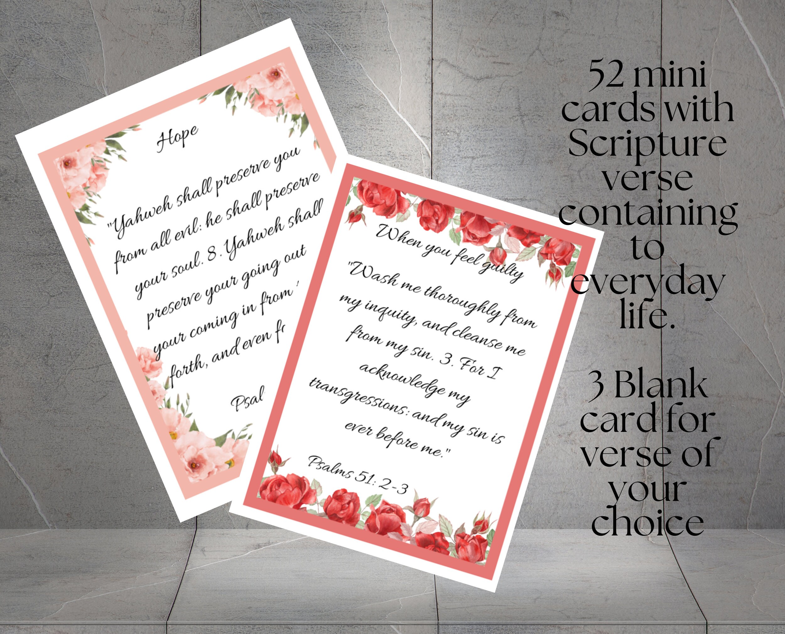 55 Printable Scripture Cards, Mini Scripture Cards, Printable Prayer ...
