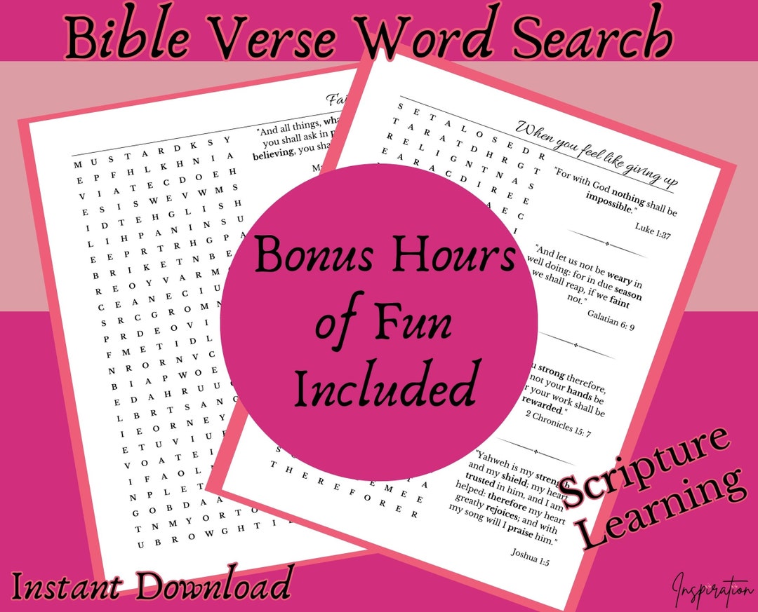 Bible Verse Word Search, Bible Scripture Puzzles, Bible Study Games for ...