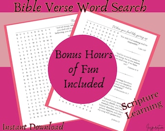 Bible Verse Word Search Puzzles, Scripture Games (printable PDF) - Etsy