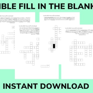 Bible Fill in the Blank, Bible Crossword, Printable Bible Game, Bible ...