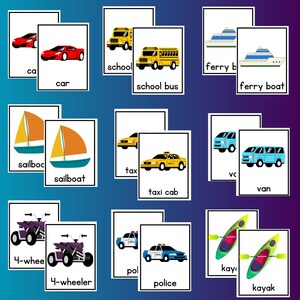 Vehicle Matching Cards, Matching Game for Kids, Toddler Matching ...
