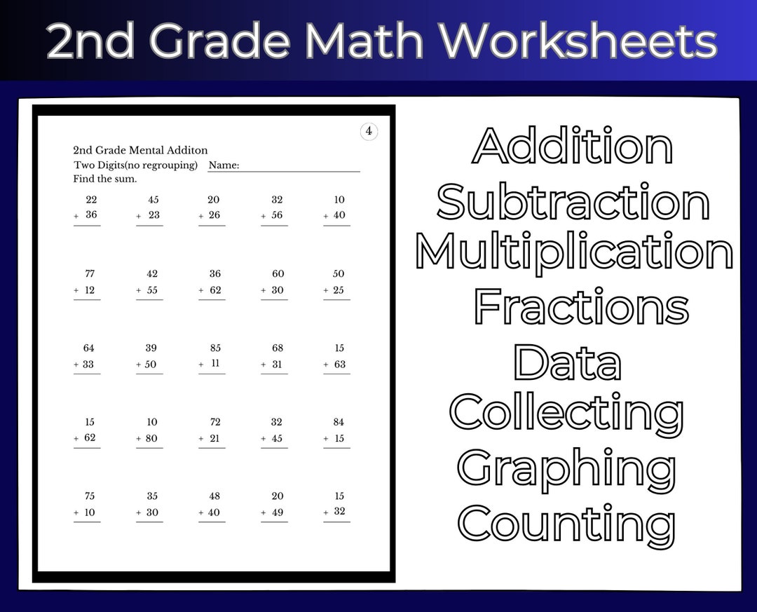 Printable Second Grade Math Worksheets, Addition, Subtraction, Math ...