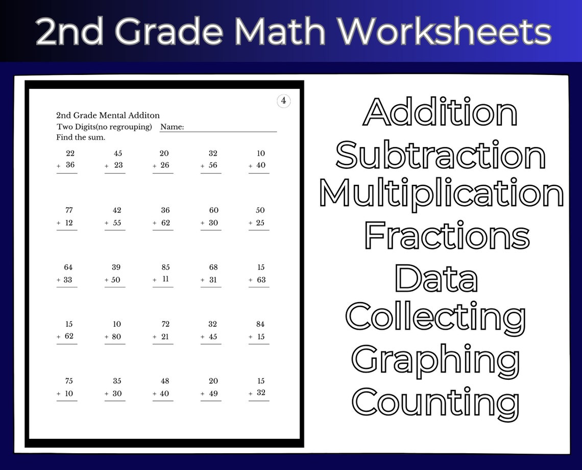 Printable Second Grade Math Worksheets, Addition, Subtraction, Math ...