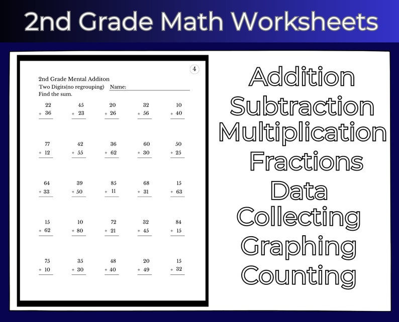 Printable Second Grade Math Worksheets, Addition, Subtraction, Math ...