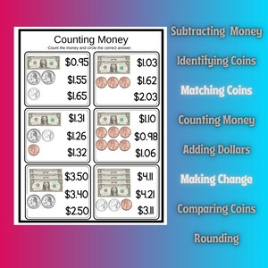 Money Worksheet Bundle: Counting Coins, Kindergarten - 2nd Grade (PDF ...
