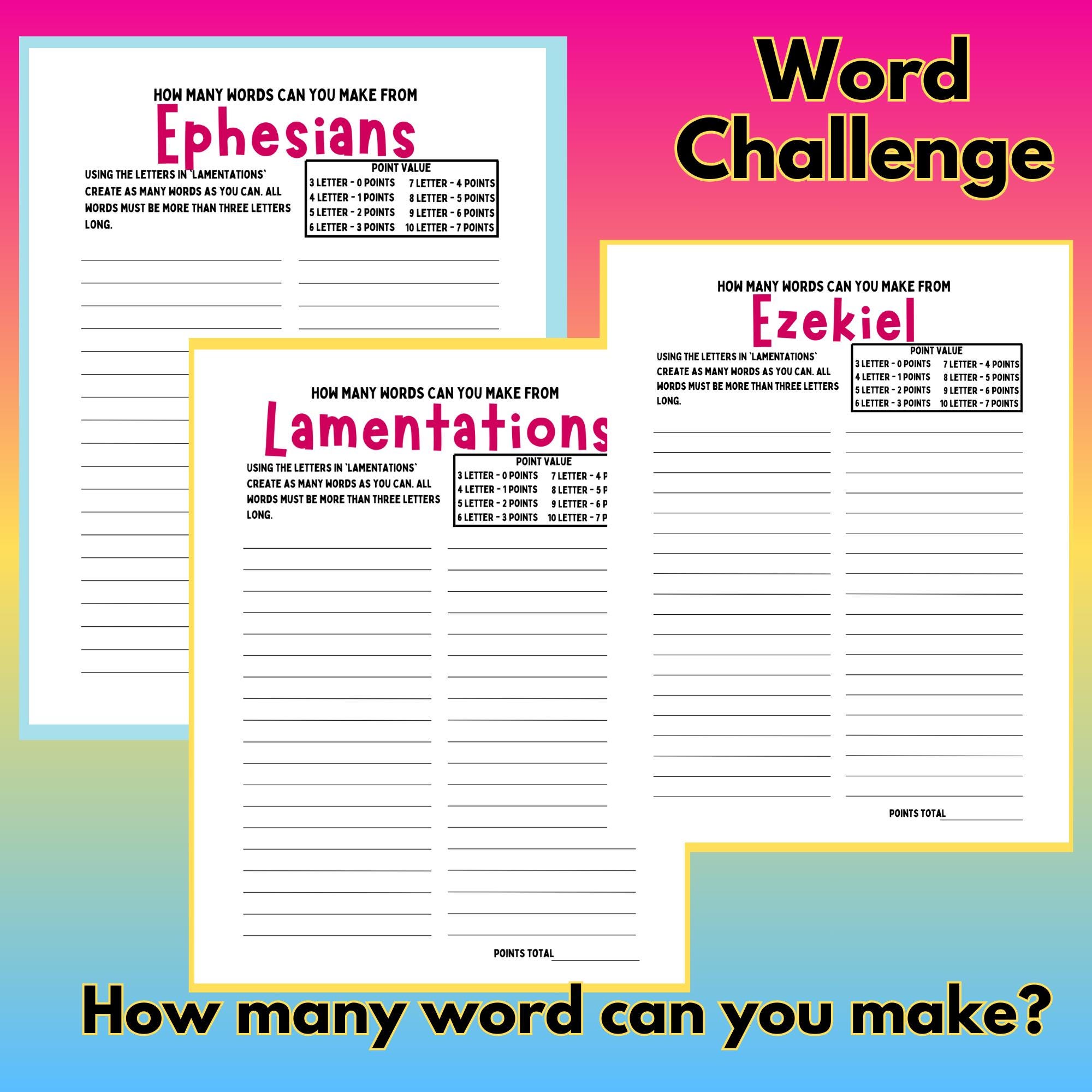 Bible Word Game: Printable Christian Word Building (PDF) - Etsy
