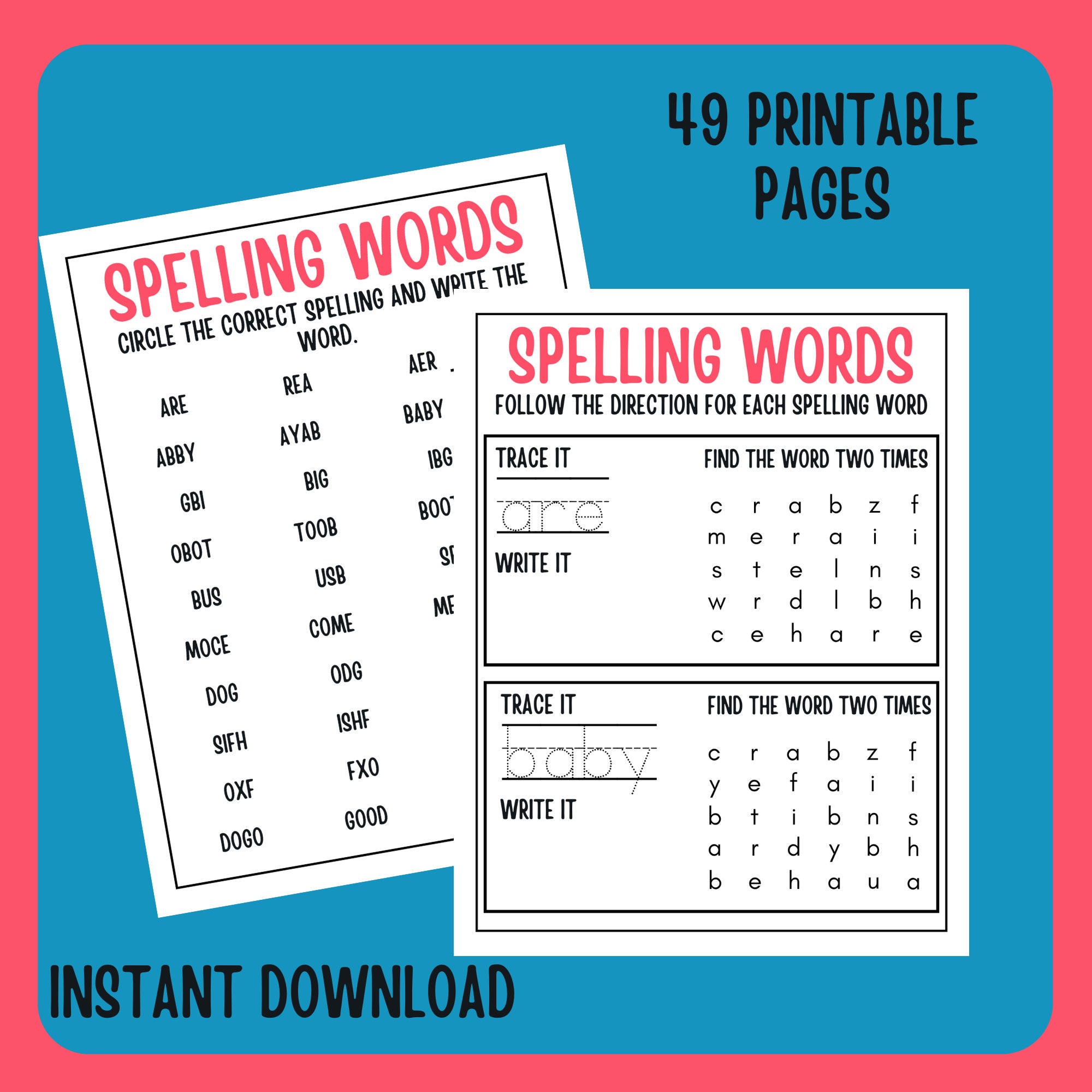 Kindergarten Spelling Bundle, Spelling for Kids, Kindergarten Spelling ...