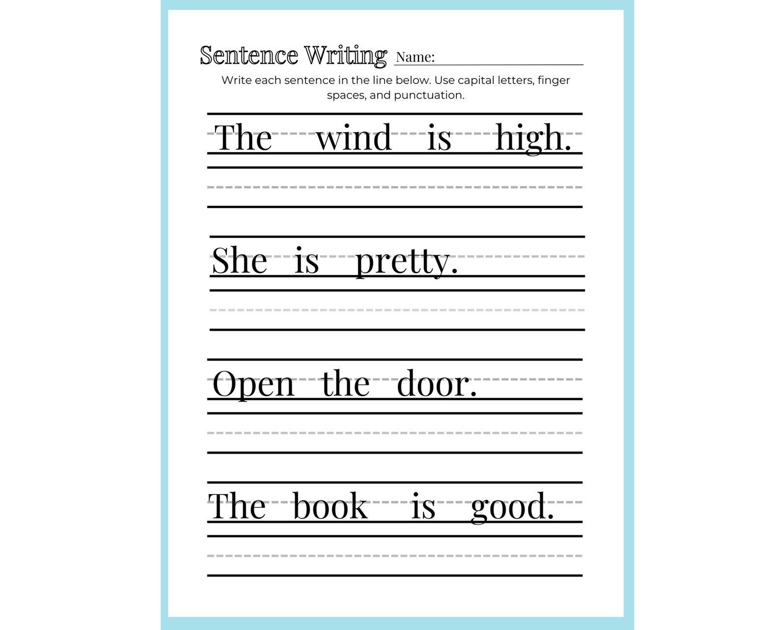 25 Printable Write the Sentence Worksheet, Sentence Writing Practice ...