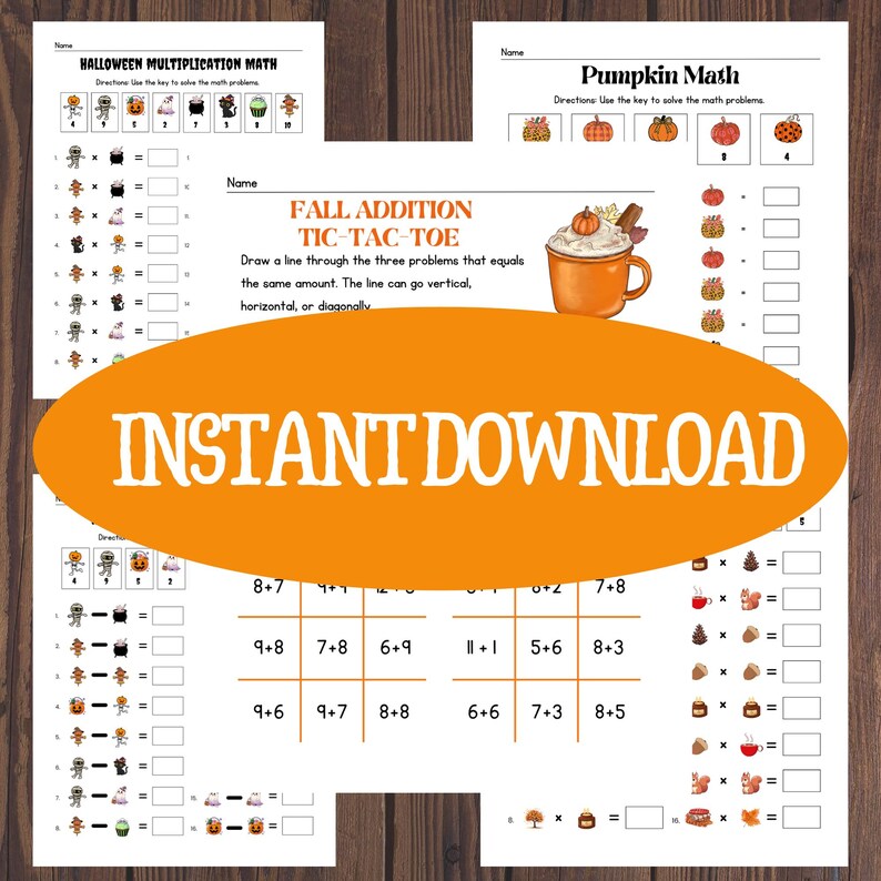 Autumn Math Bundle, Halloween Math Activities, First Grade (printable ...