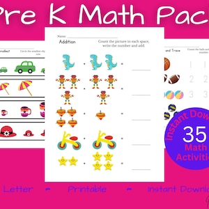 Pre K Math Activities, Preschool Math Workbook, Counting Worksheet ...