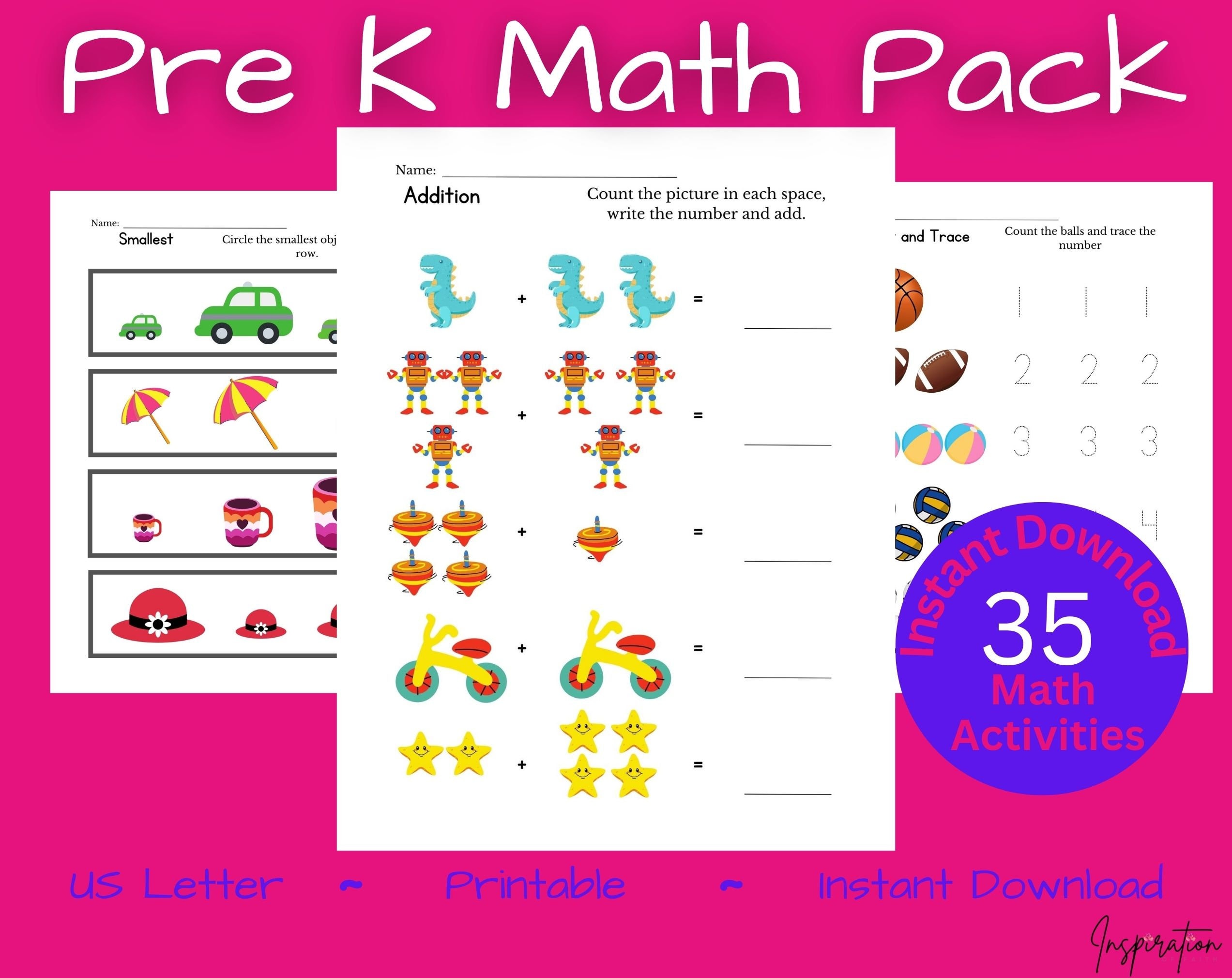 Pre K Math Activities, Preschool Math Workbook, Counting Worksheet ...