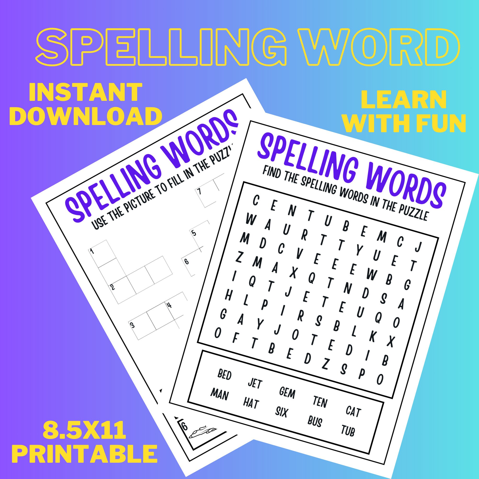 Kindergarten Spelling Bundle, Spelling for Kids, Kindergarten Spelling ...