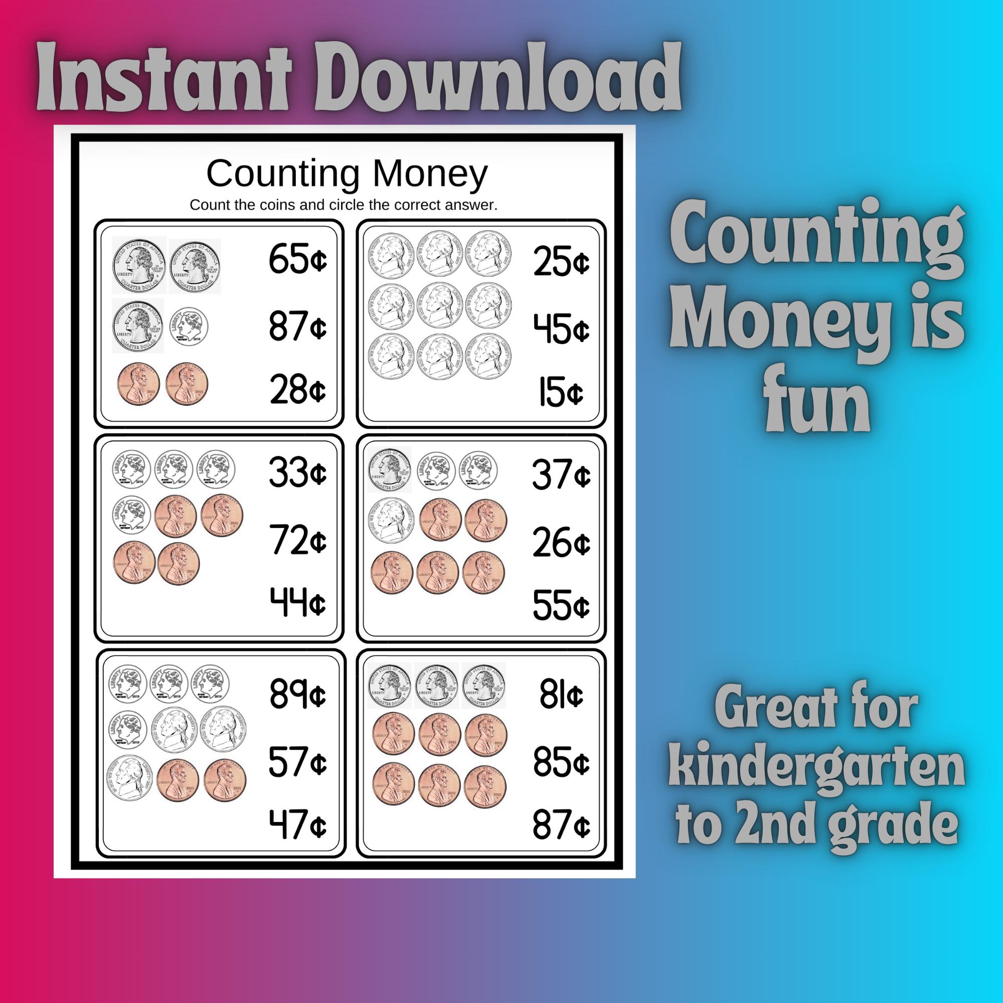 Money Worksheet Bundle: Counting Coins, Kindergarten - 2nd Grade (PDF ...