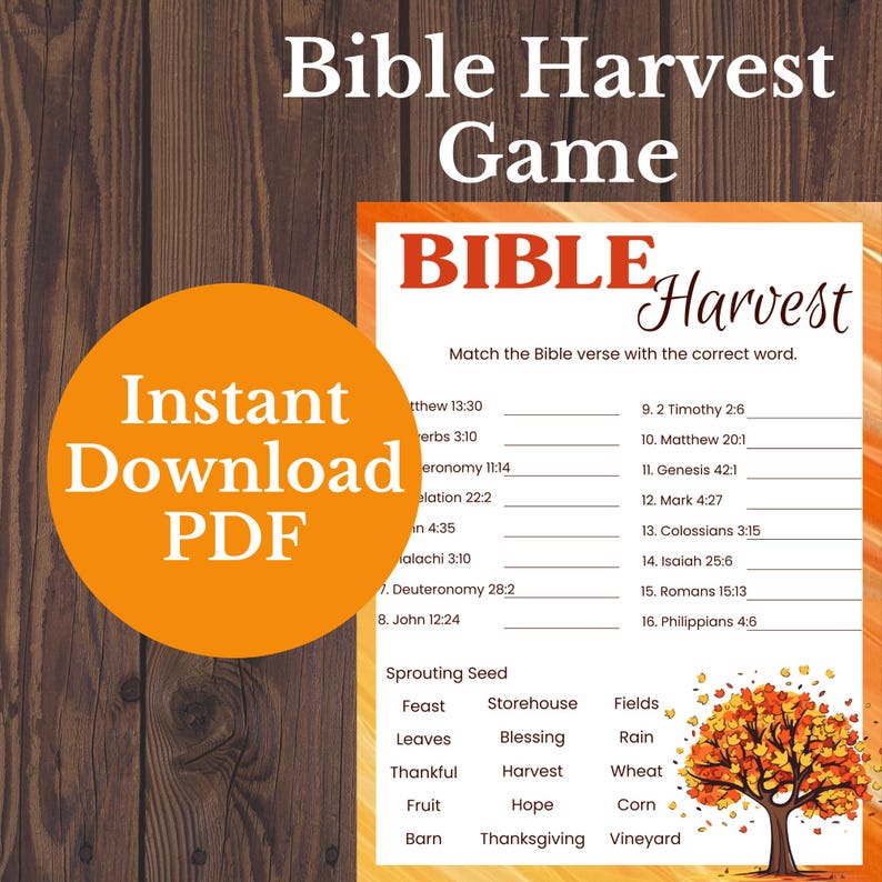 Fall Bible Harvest Match Game, Sunday School Activity (PDF) - Etsy