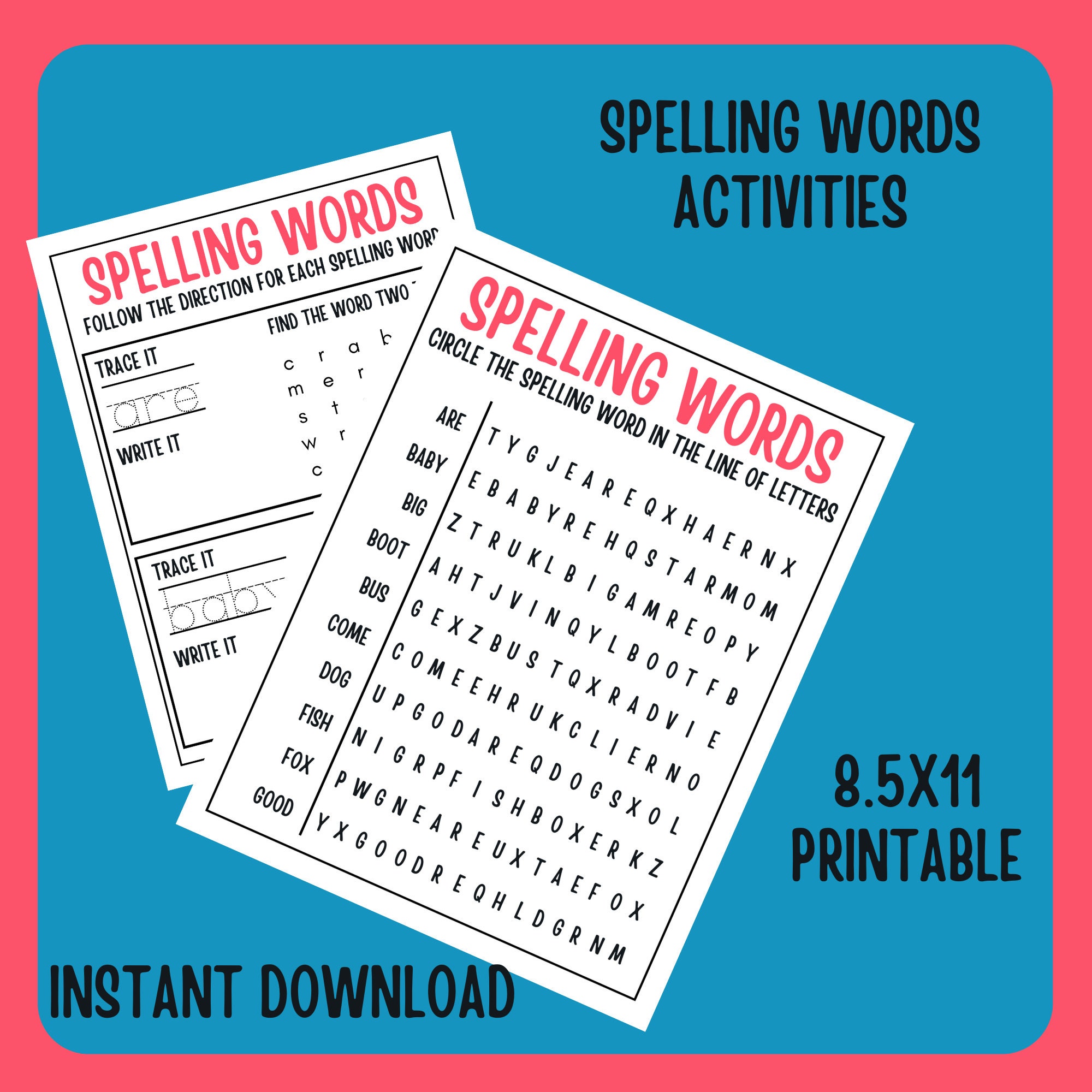 Kindergarten Spelling Bundle, Spelling for Kids, Kindergarten Spelling ...