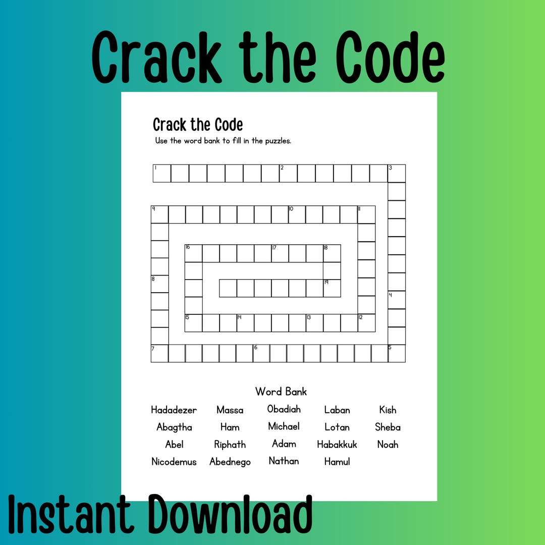 Crack the Code, Bible Crack the Code, Bible Crossword Printable ...