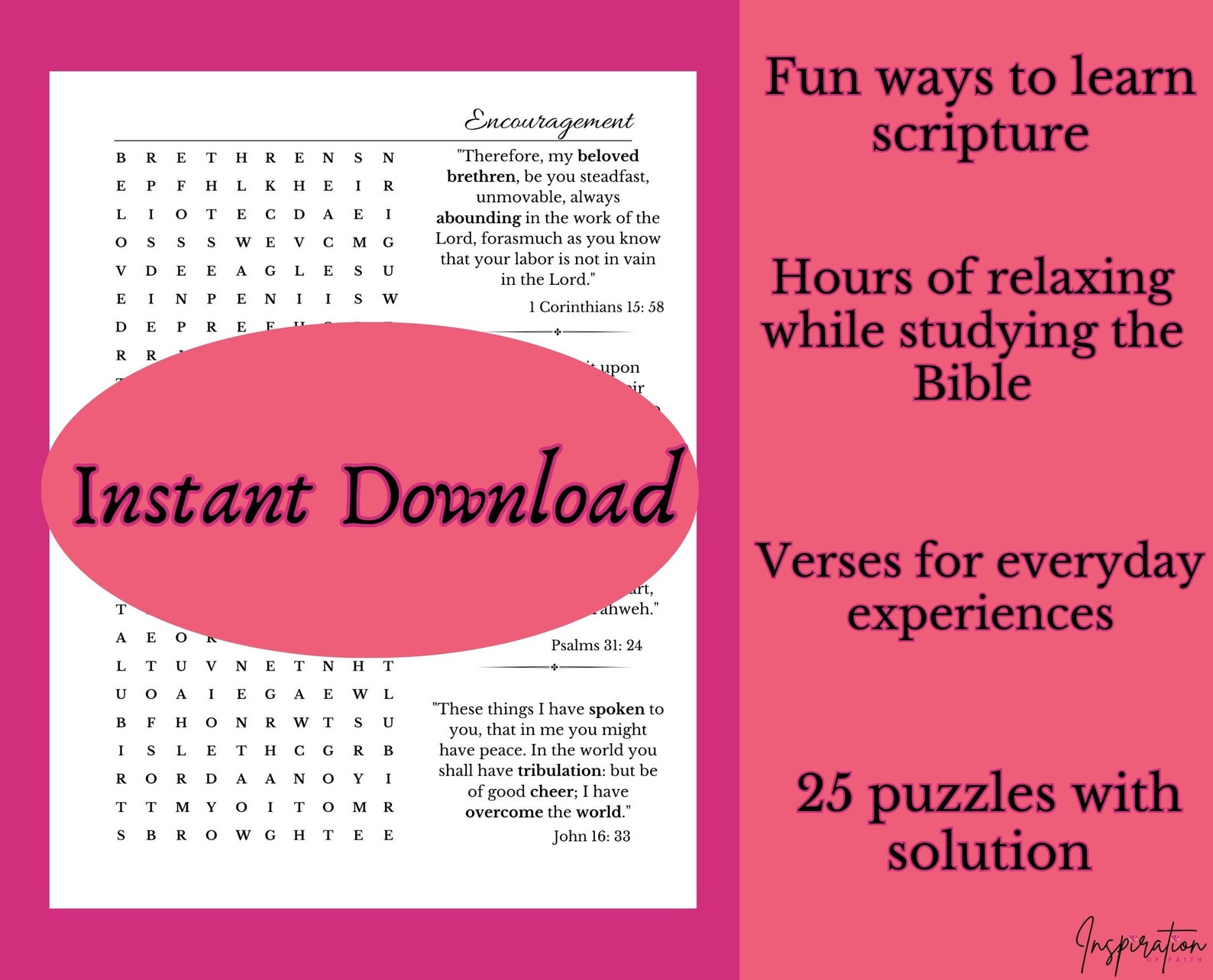 Bible Verse Word Search, Bible Scripture Puzzles, Bible Study Games for ...