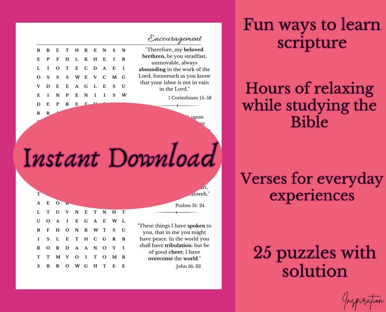 Bible Verse Word Search, Bible Scripture Puzzles, Bible Study Games for ...