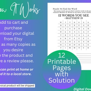 Bible Word Search, Matthew, Fill in the Blank, Printable Bible Word ...