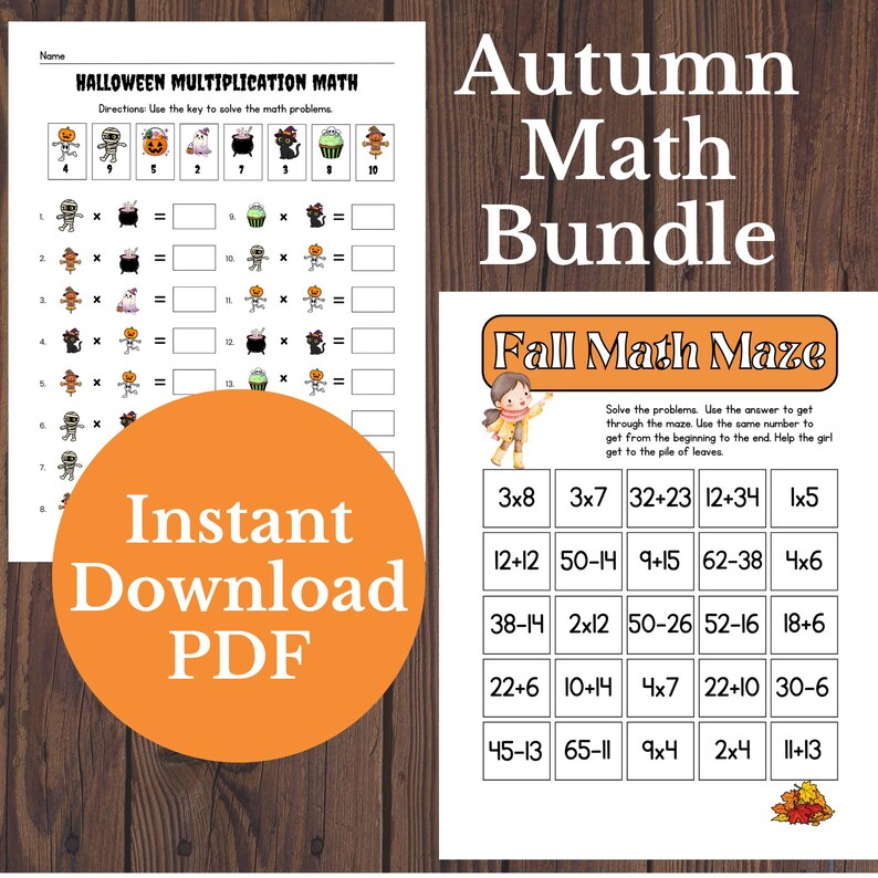Autumn Math Bundle, Halloween Math Activities, First Grade (printable ...