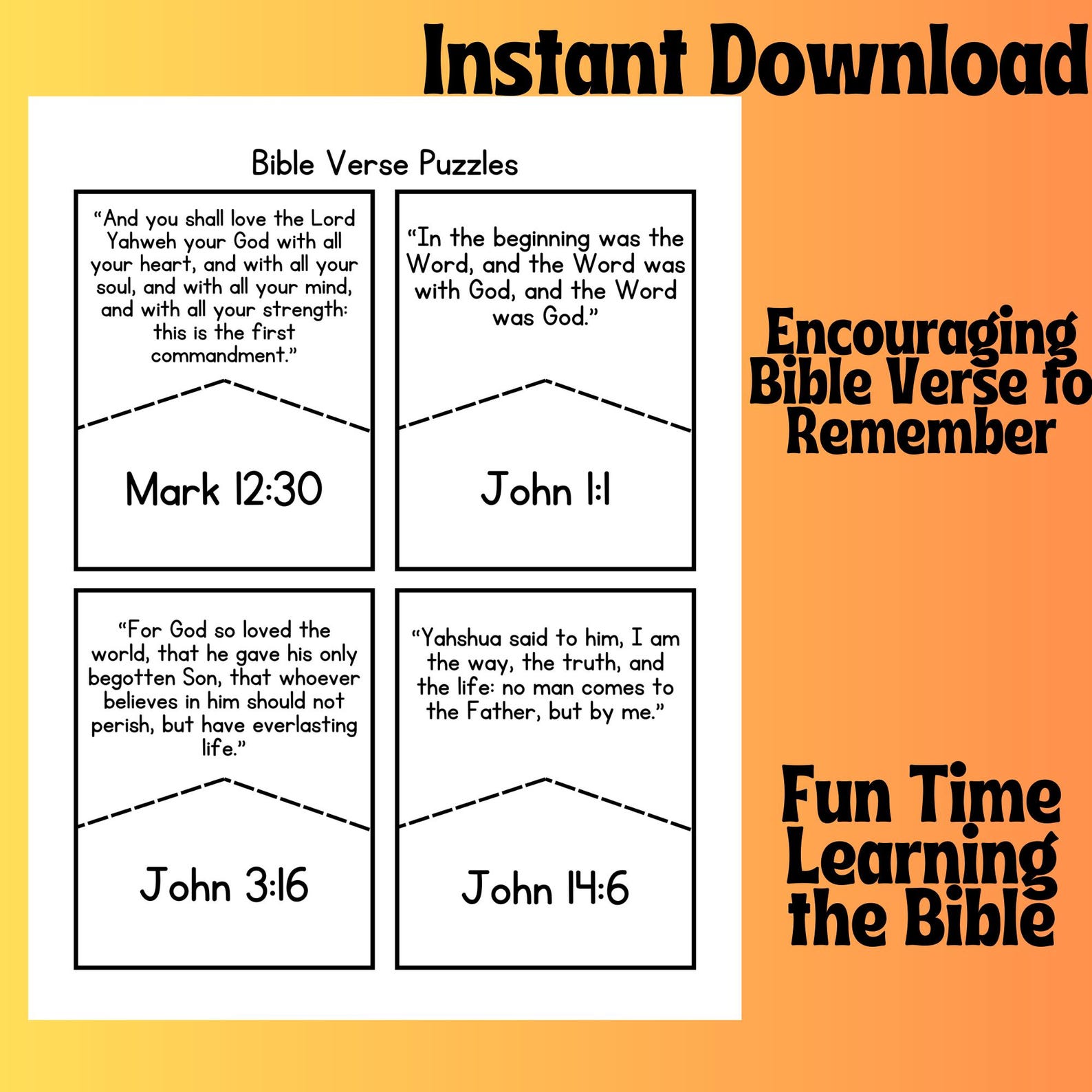 Bible Verse Puzzles: Printable Flash Cards (PDF Download) - Etsy