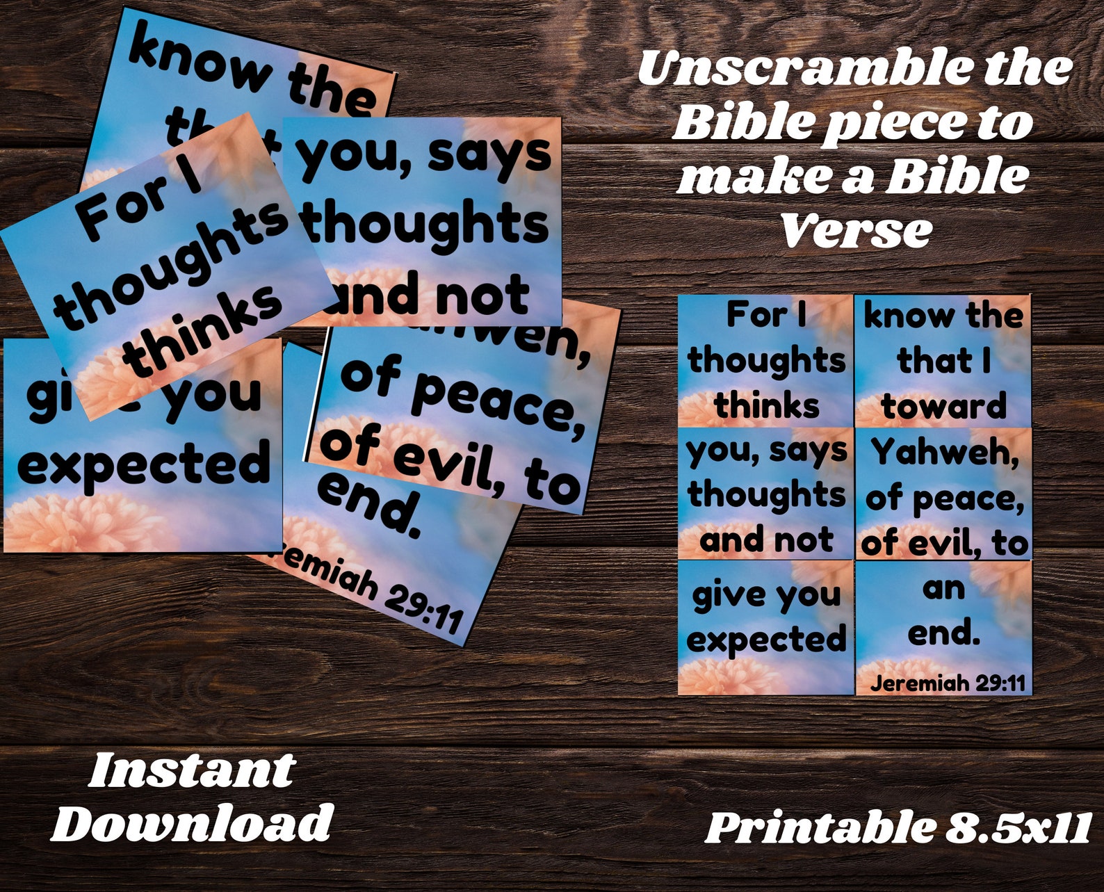 Printable Bible Verse Puzzle, Bible Verse Cards, Memory Verse Cards ...