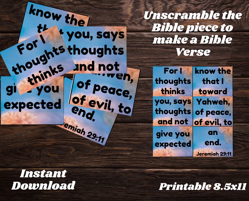 Printable Bible Verse Puzzle, Bible Verse Cards, Memory Verse Cards ...