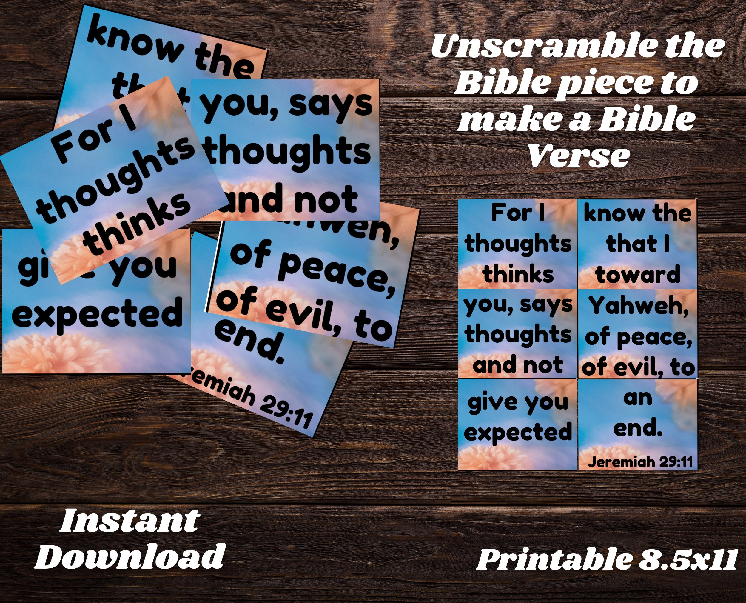 Printable Bible Verse Puzzle, Bible Verse Cards, Memory Verse Cards ...
