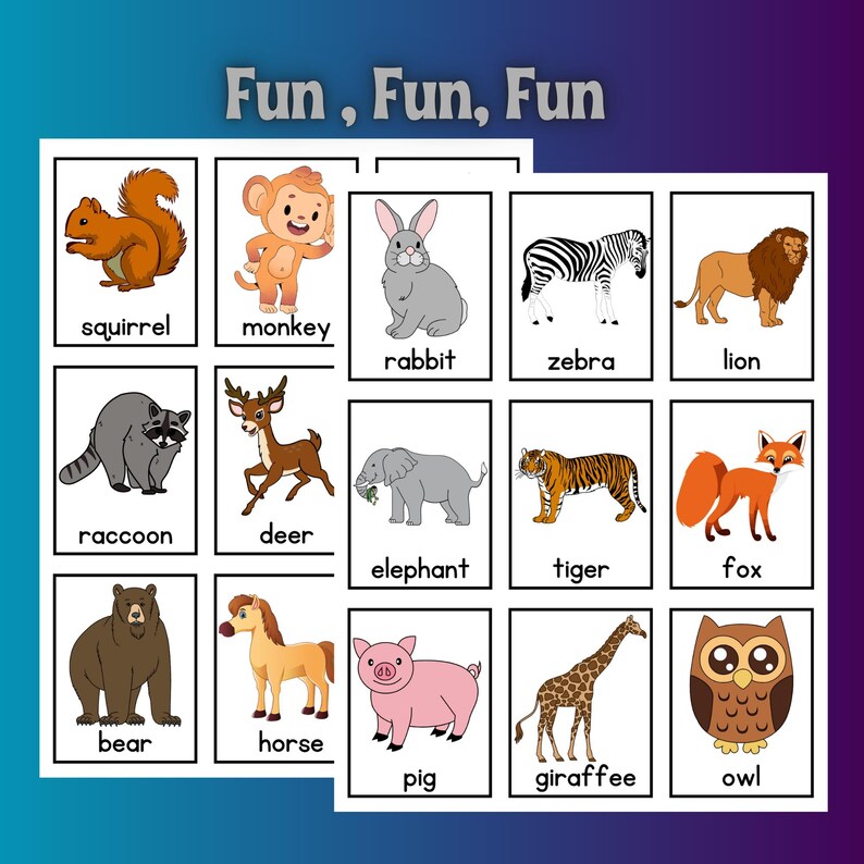 Animal Matching Game for Kids, Memory Matching Game, Educational Game ...