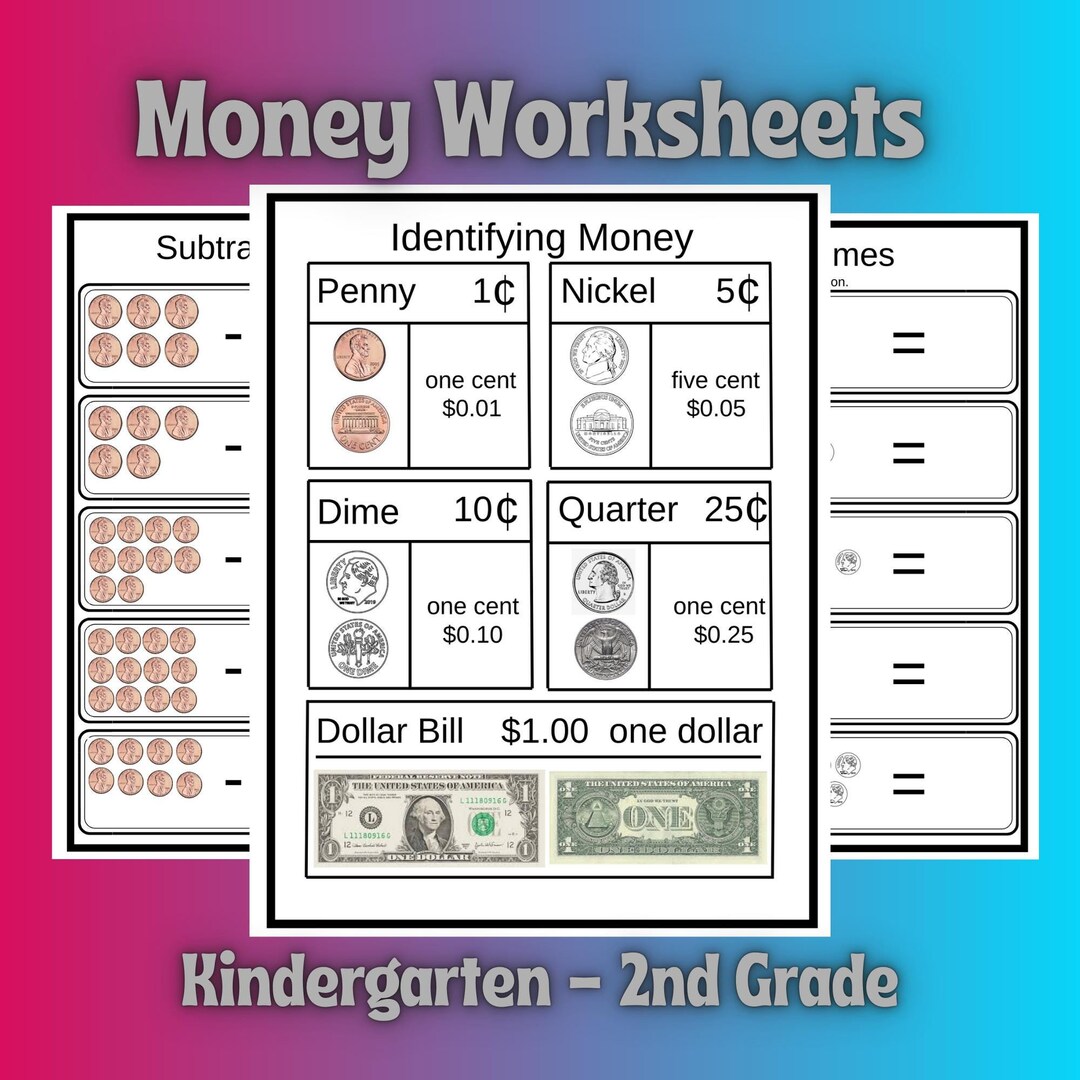 Money Worksheet Bundle: Counting Coins, Kindergarten - 2nd Grade (PDF ...