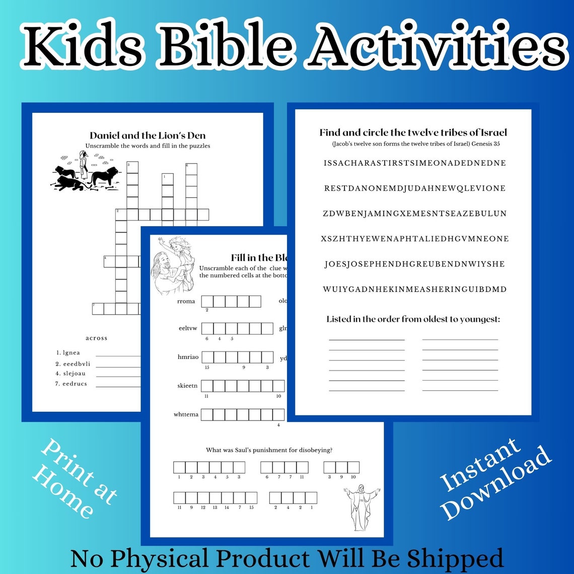 Kids Bible Activity Bundle: Printable Games (PDF Download) - Etsy