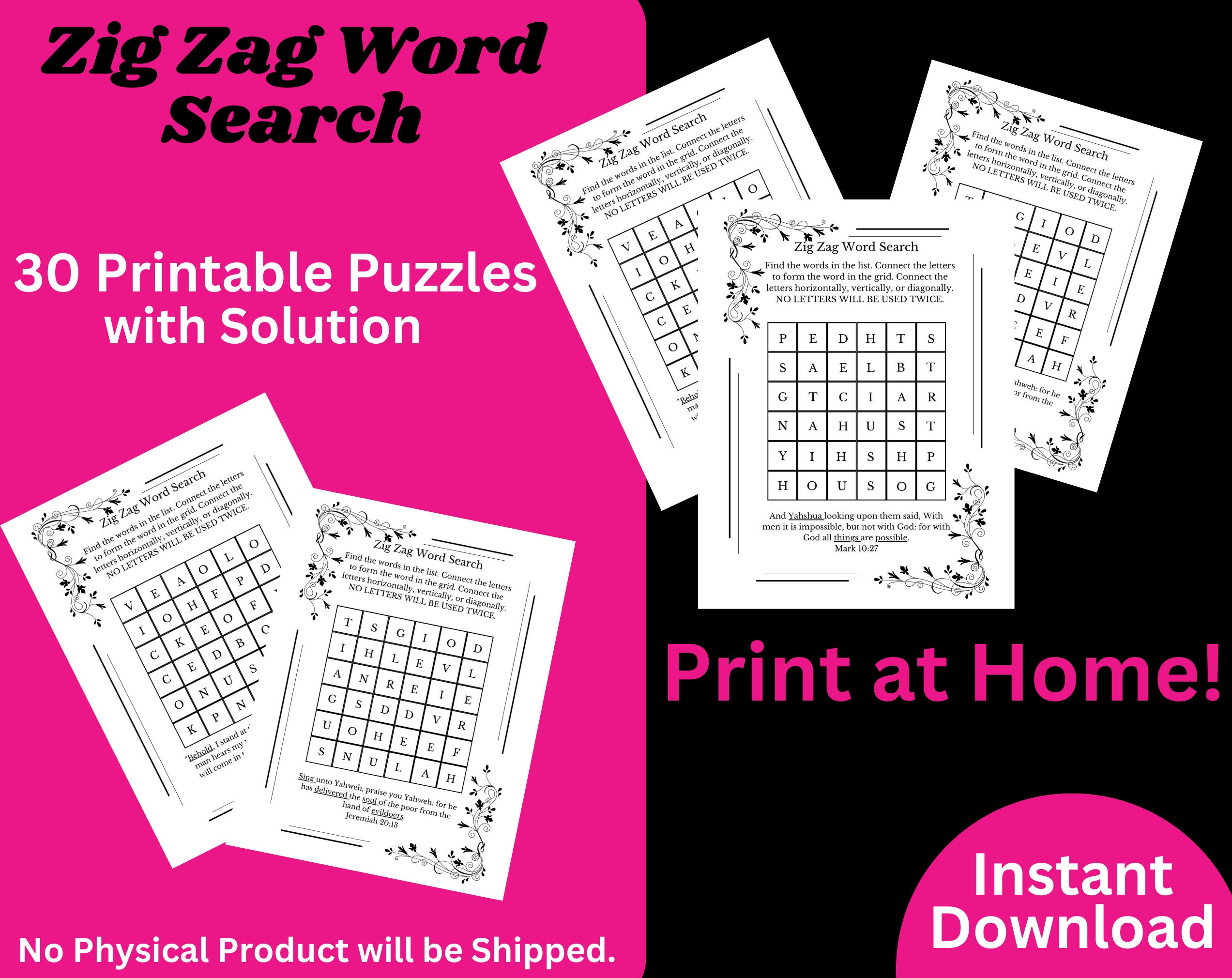 Zig Zag Word Search, Bible Word Search, Bible Printable, Bible Word ...