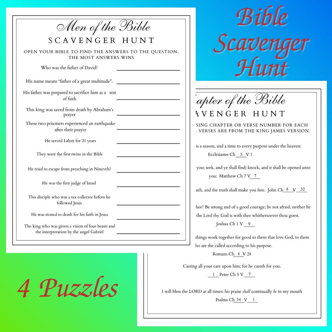 Bible Scavenger Hunt Printable, Printable Church Game, Sunday School ...