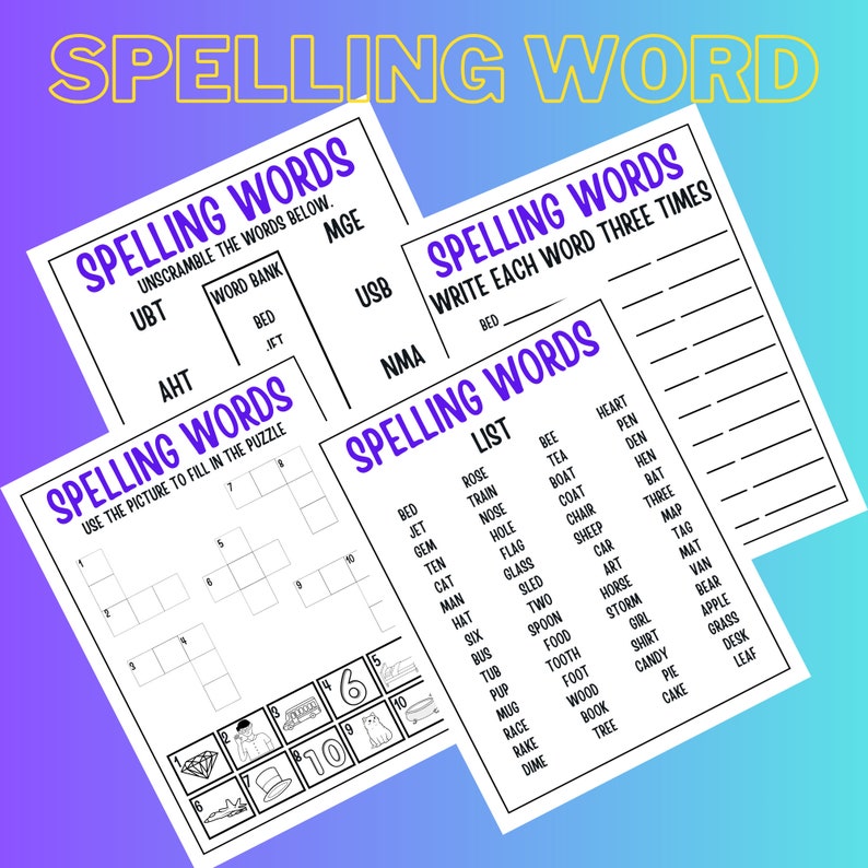 Kindergarten Spelling Bundle, Spelling for Kids, Kindergarten Spelling ...
