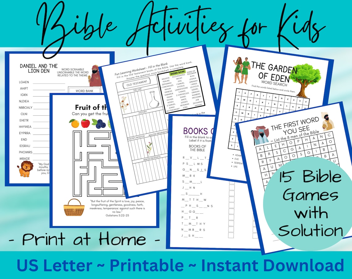 Bible Activities for Kids, Bible Games Bundle, Bible Games for Kids ...
