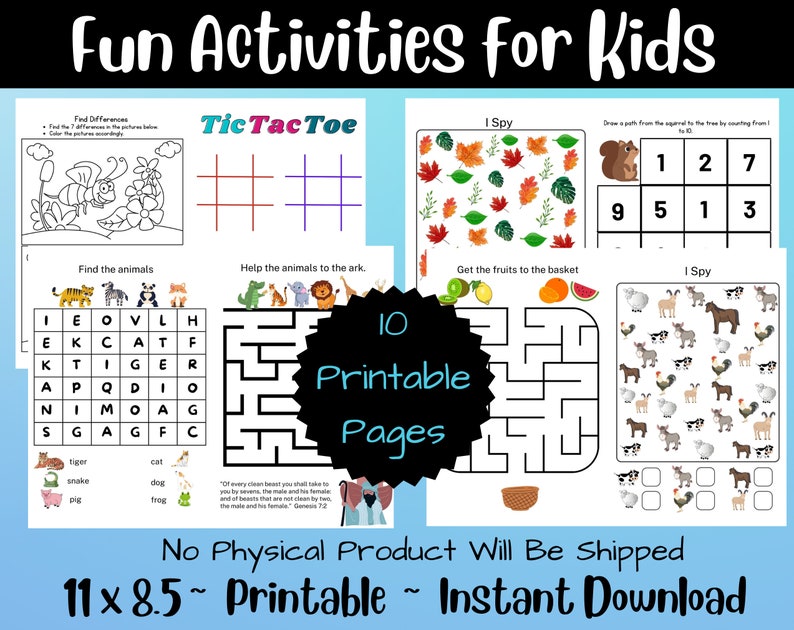 Kids Activity Pack, Road Trip Games, I Spy, Mazes (PDF Printable) - Etsy