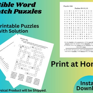 Bible Word Match Puzzles, Bible Trivia Quiz, Printable Bible Games ...