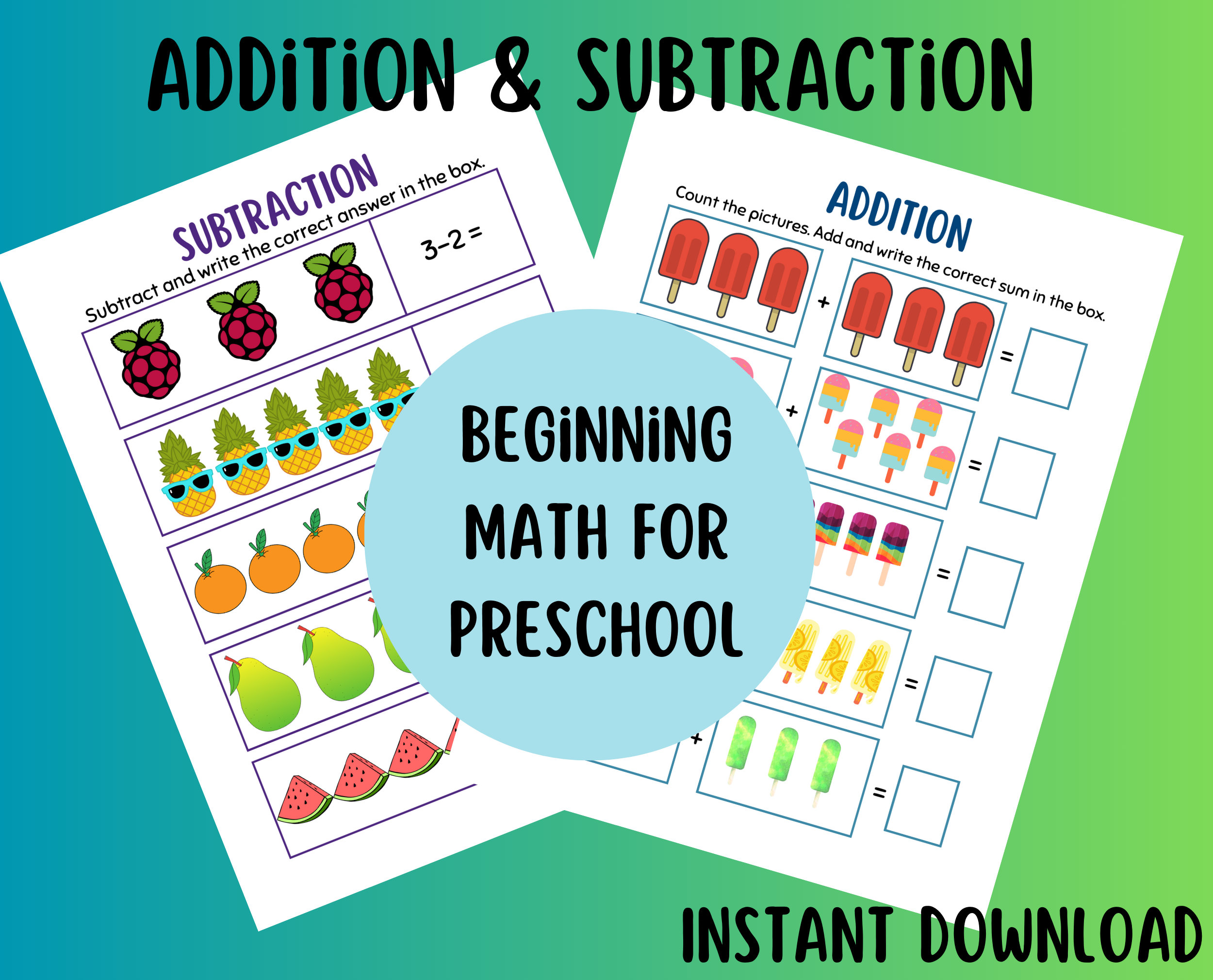 Preschool Learning Bundle, Printable Toddler Worksheets, Alphabets ...