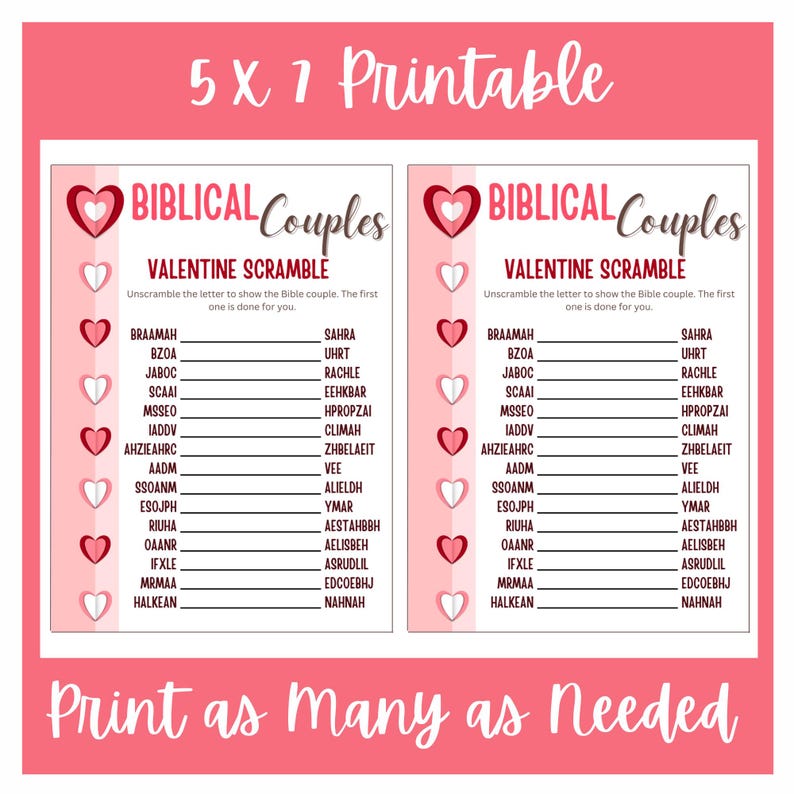 Bible Valentine Game: Christian Couples Scramble (digital Download) - Etsy