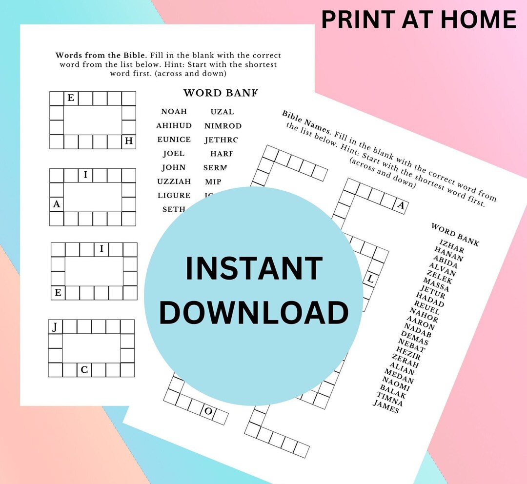 Bible Crossword Puzzle Bundle, Christian Games (PDF Download) - Etsy