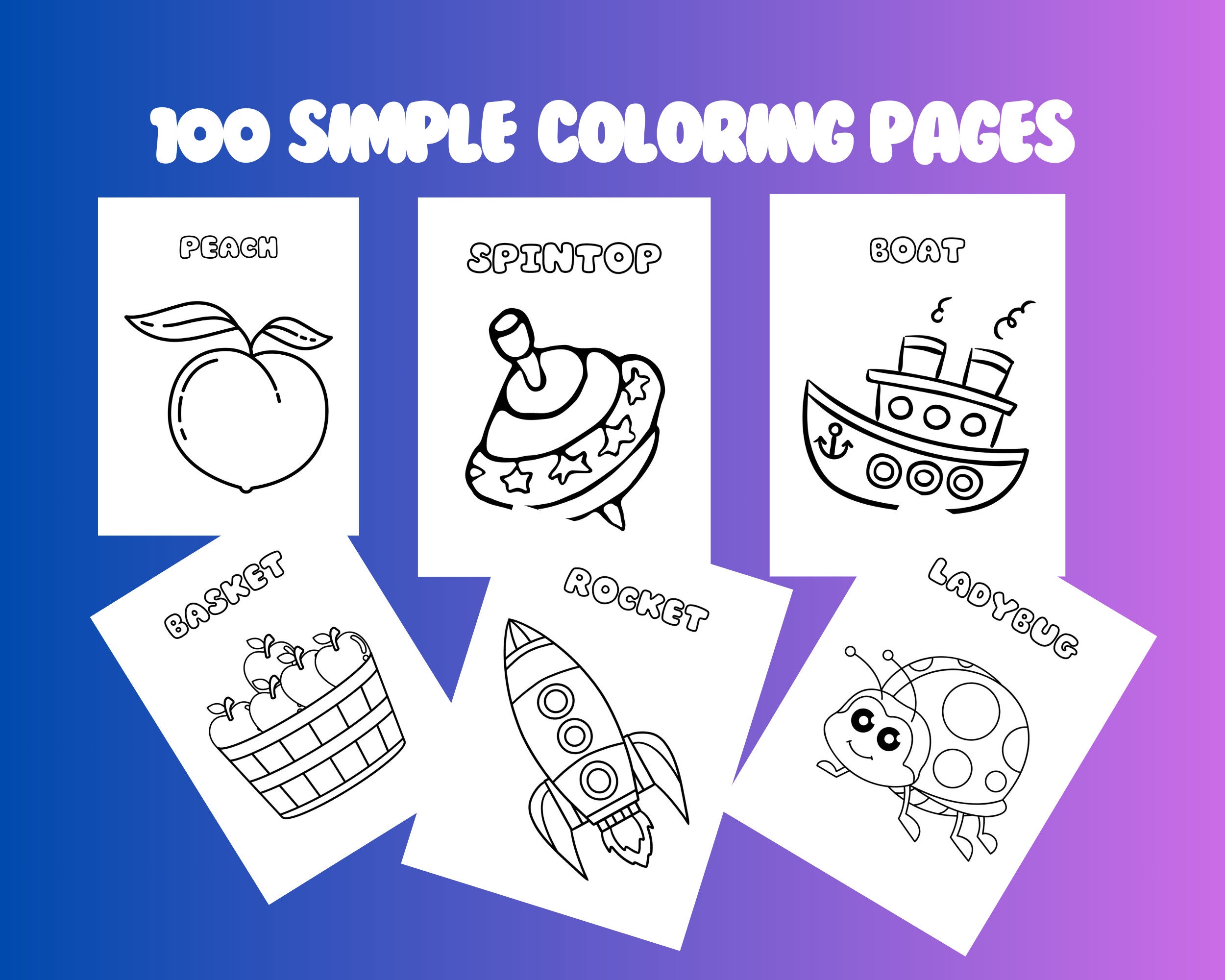 100 Simple Kids Coloring Pages: Preschool & Homeschool (PDF Pattern) - Etsy