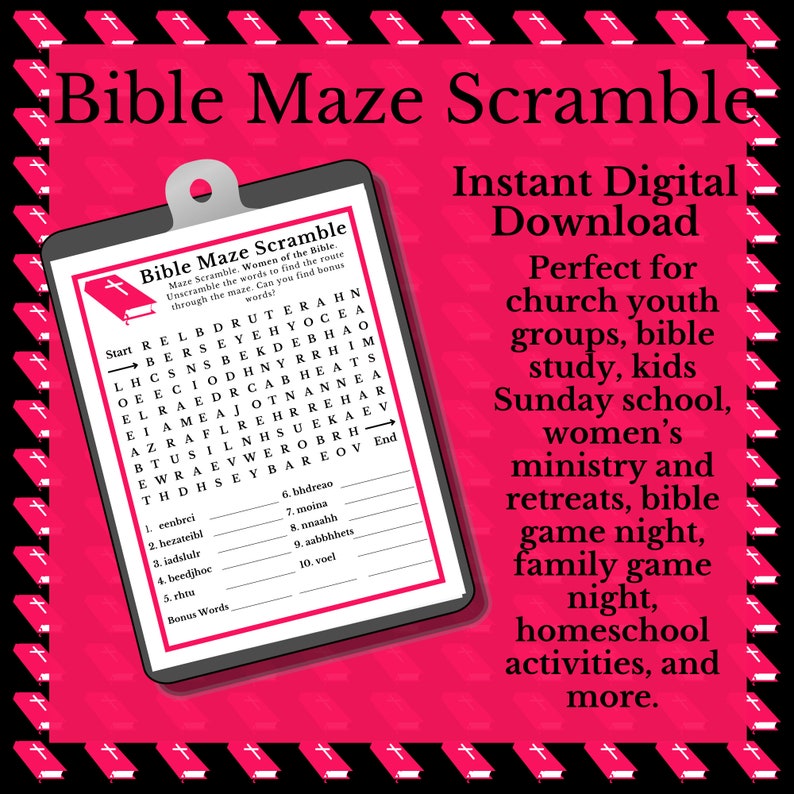 Bible Maze Scramble Printable: Sunday School Game (PDF) - Etsy