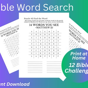 Bible Word Search, Matthew, Fill in the Blank, Printable Bible Word ...