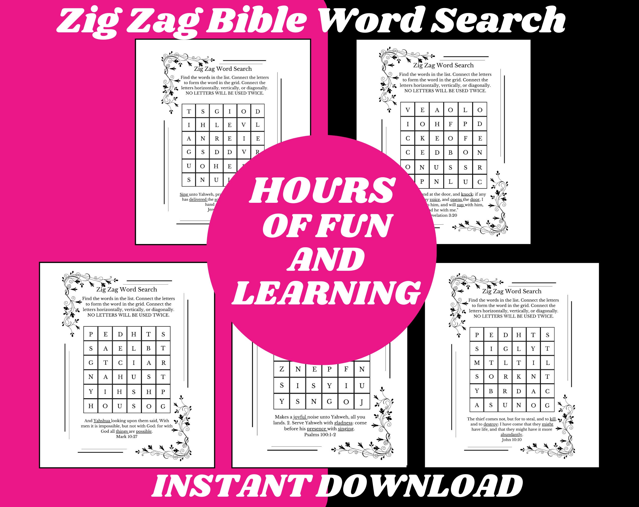 Bible Word Search Puzzles for Adults and Teens (PDF Download) - Etsy
