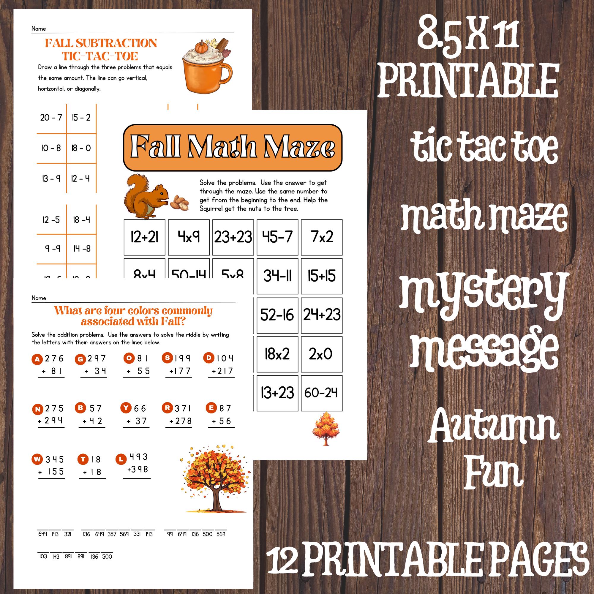 Autumn Math Bundle, Halloween Math Activities, First Grade (printable ...