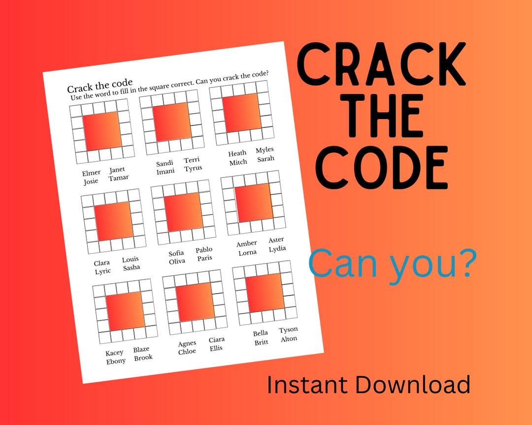 Crack the Code Puzzle, Crossword Puzzle Printables, Code Breaker ...